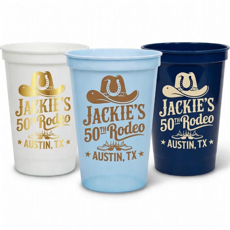 Personalized 16oz Stadium Cups | 21st, 30th 40th 50th Rodeo Birthday ...