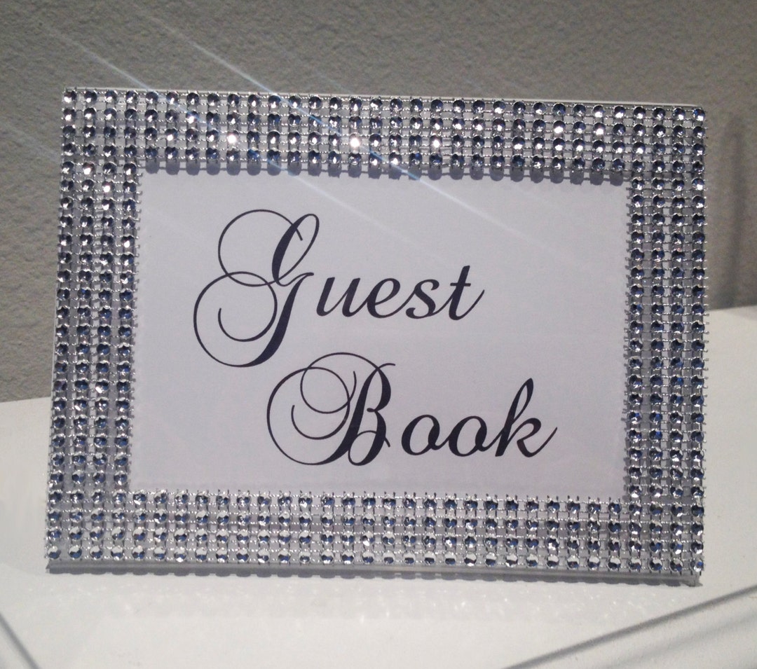 5x7 RHINESTONE FRAME With Guest Book Sign. Guest Book Sign With ...