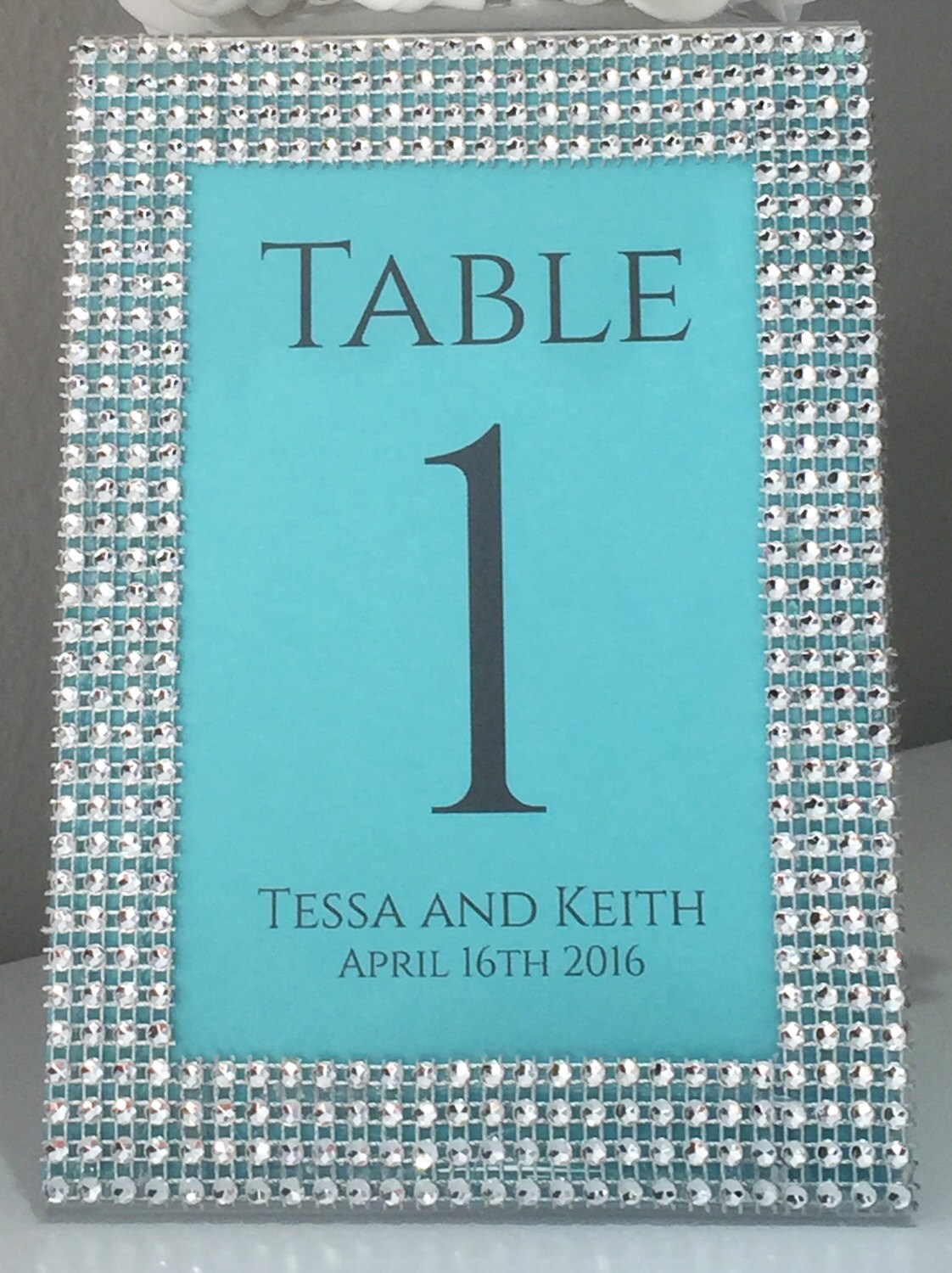 5x7 RHINESTONE FRAME With Table Number. PERSONALIZED With - Etsy