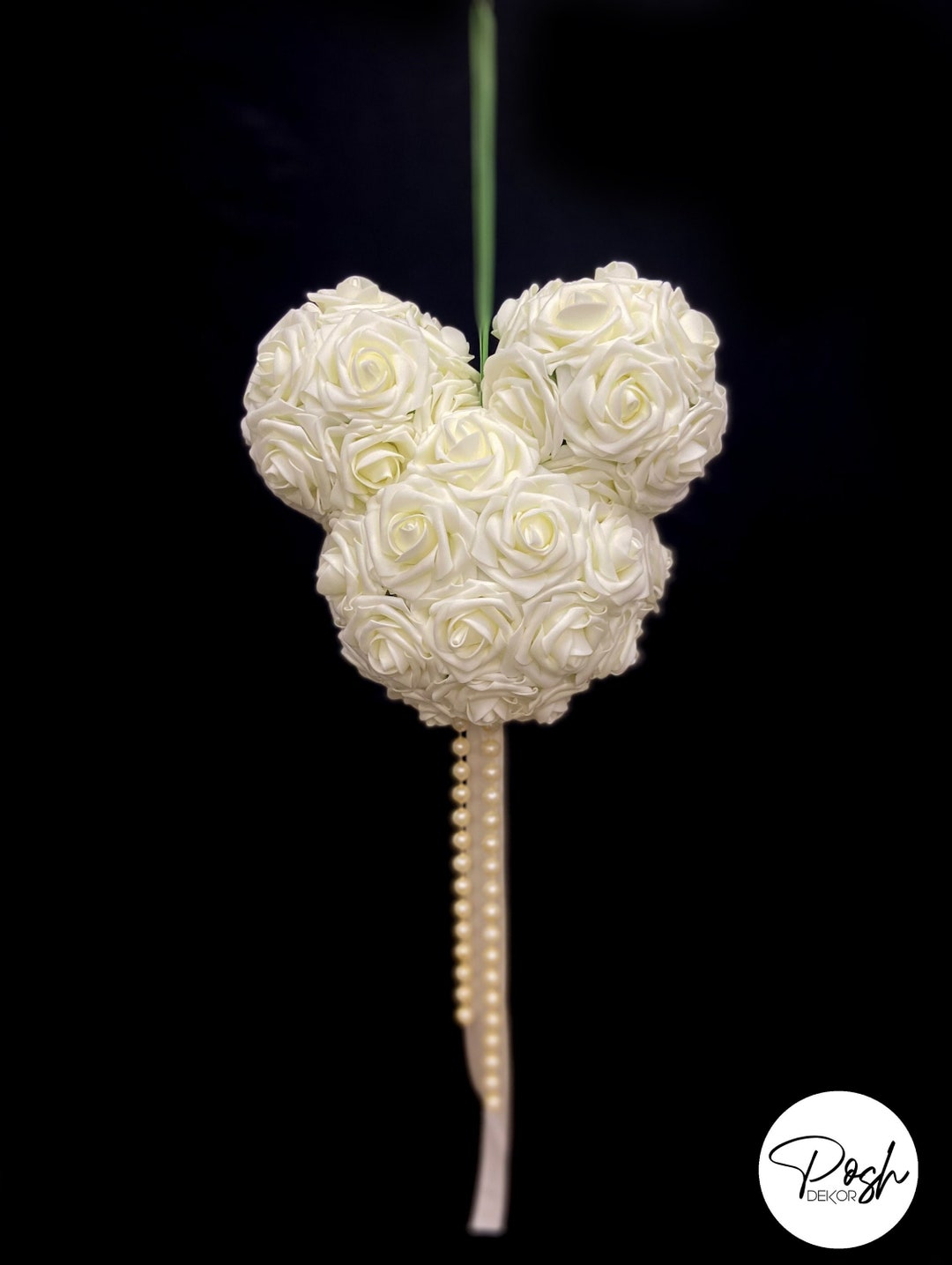 MICKEY Flower Ball Bouquet With Draping Pearls & Draping Ribbon. Mickey ...
