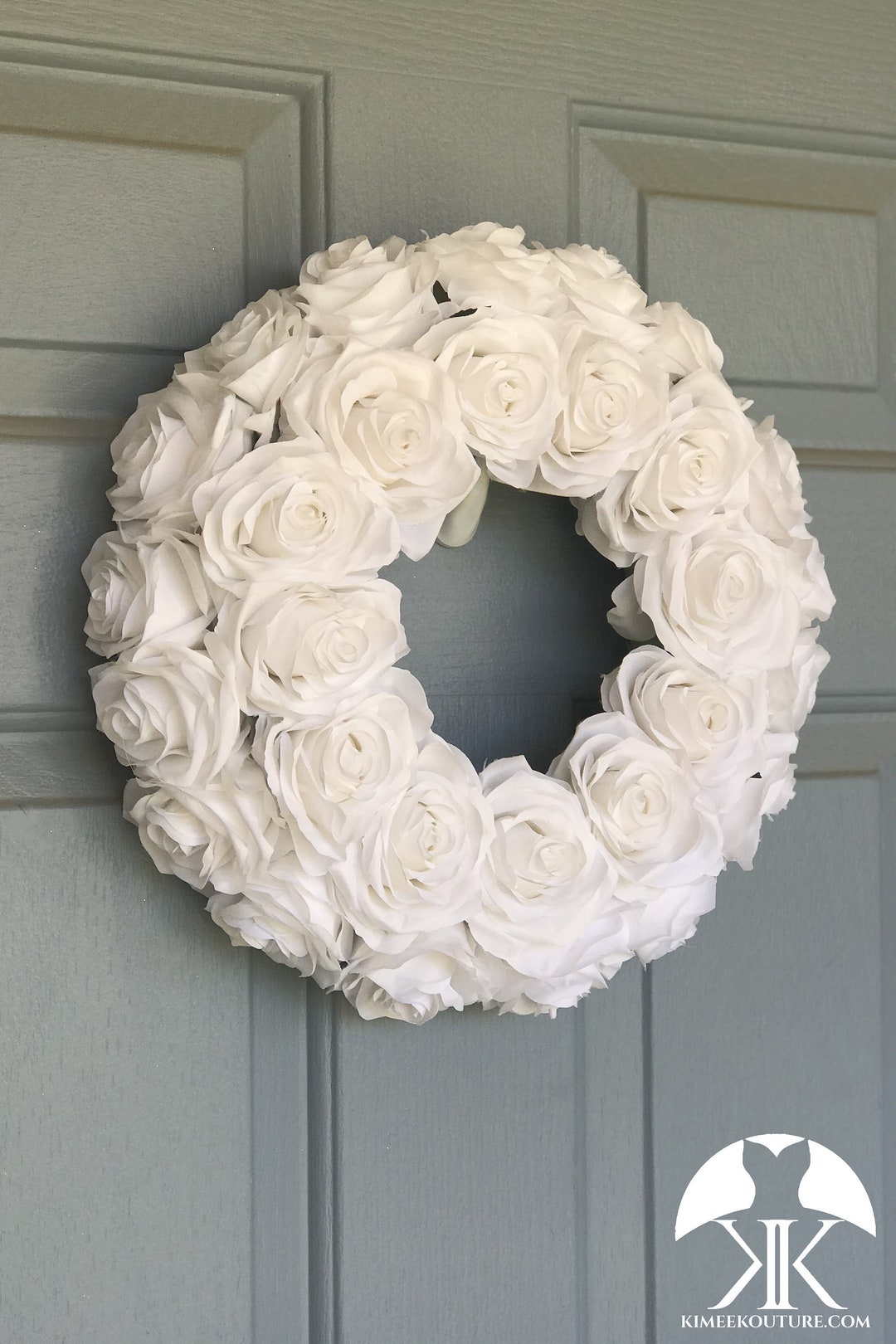 WHTE ROSE WREATH. White Wedding Wreath. White Wedding Centerpiece ...