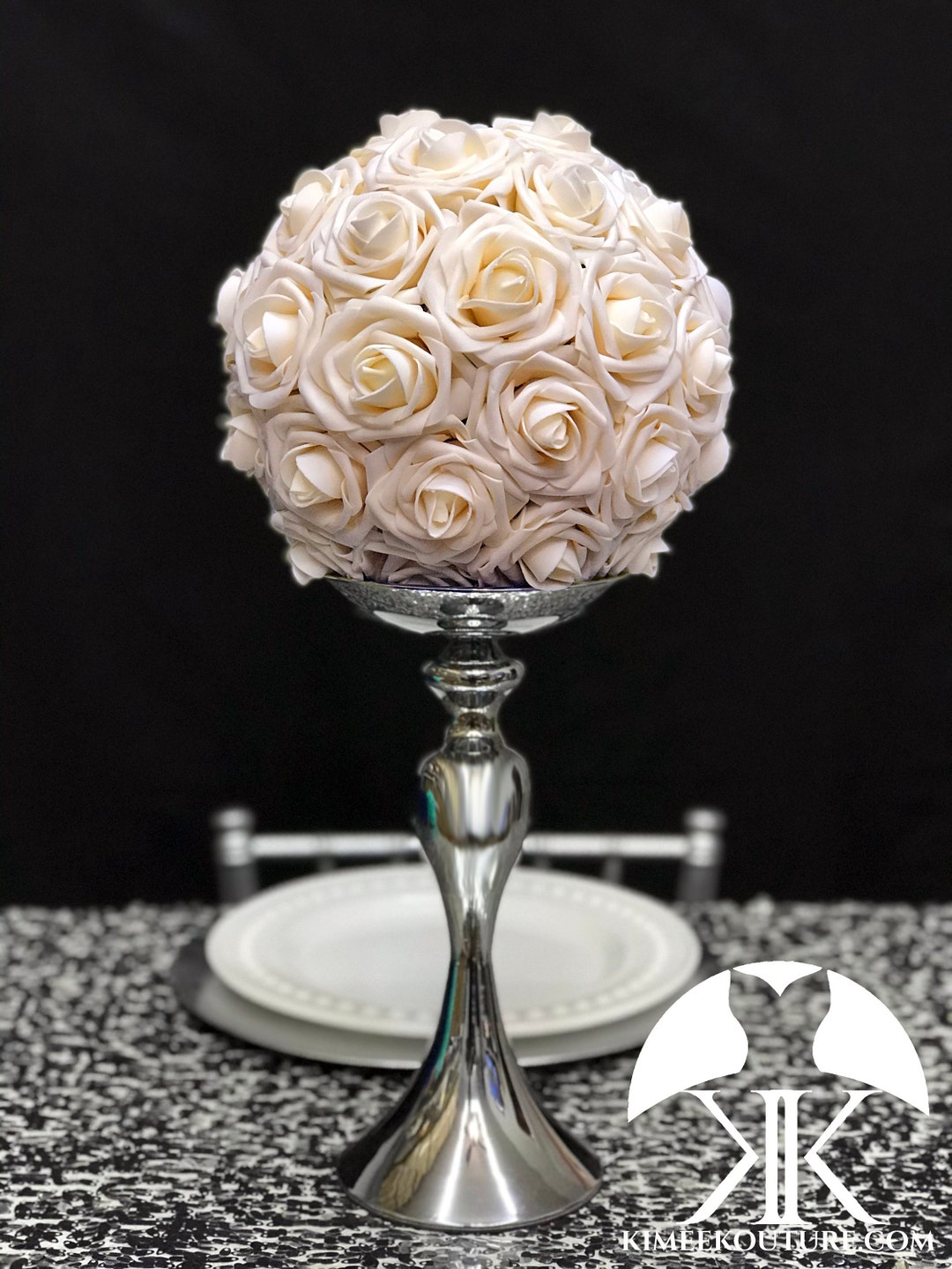 CREAM FLOWER BALL. Cream Rose Ball. Cream Pomander. Cream Wedding ...