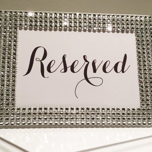 5x7 RHINESTONE Frame With Reserved Sign. RESERVED SIGN With Frame. Pick ...