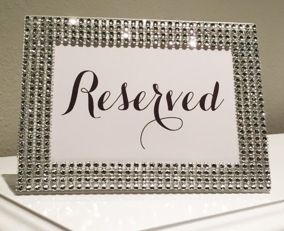 5x7 RHINESTONE Frame With Reserved Sign. RESERVED SIGN With - Etsy