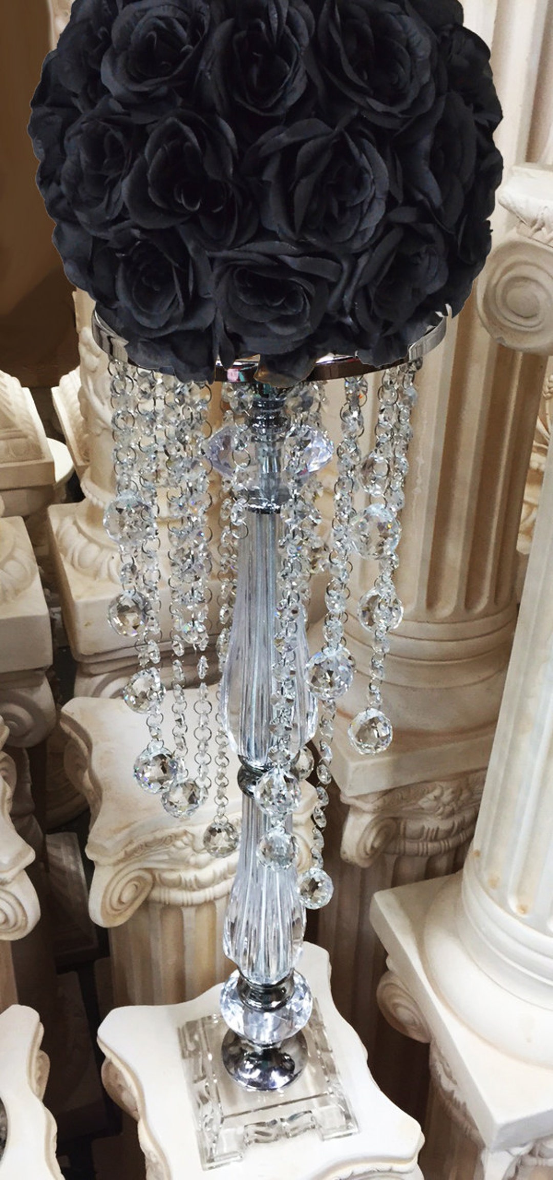 Crystal Centerpiece Stand With Crystal Globe Hanging Ornaments. Crystal ...