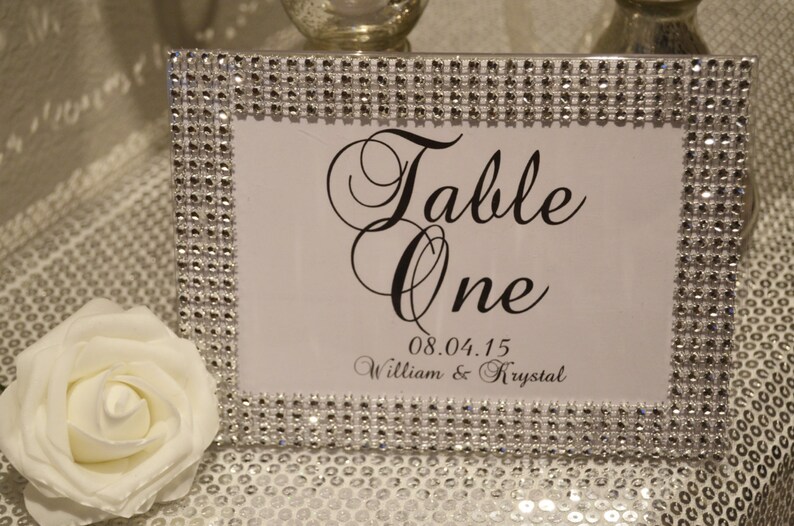 5x7 RHINESTONE FRAME With Table Number. PERSONALIZED With - Etsy