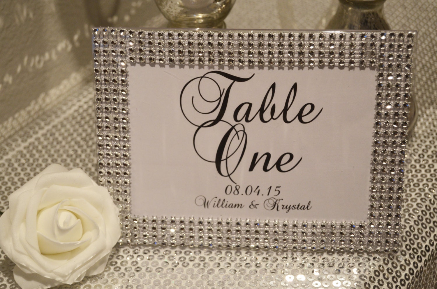 5x7 RHINESTONE FRAME With Table Number. PERSONALIZED With - Etsy