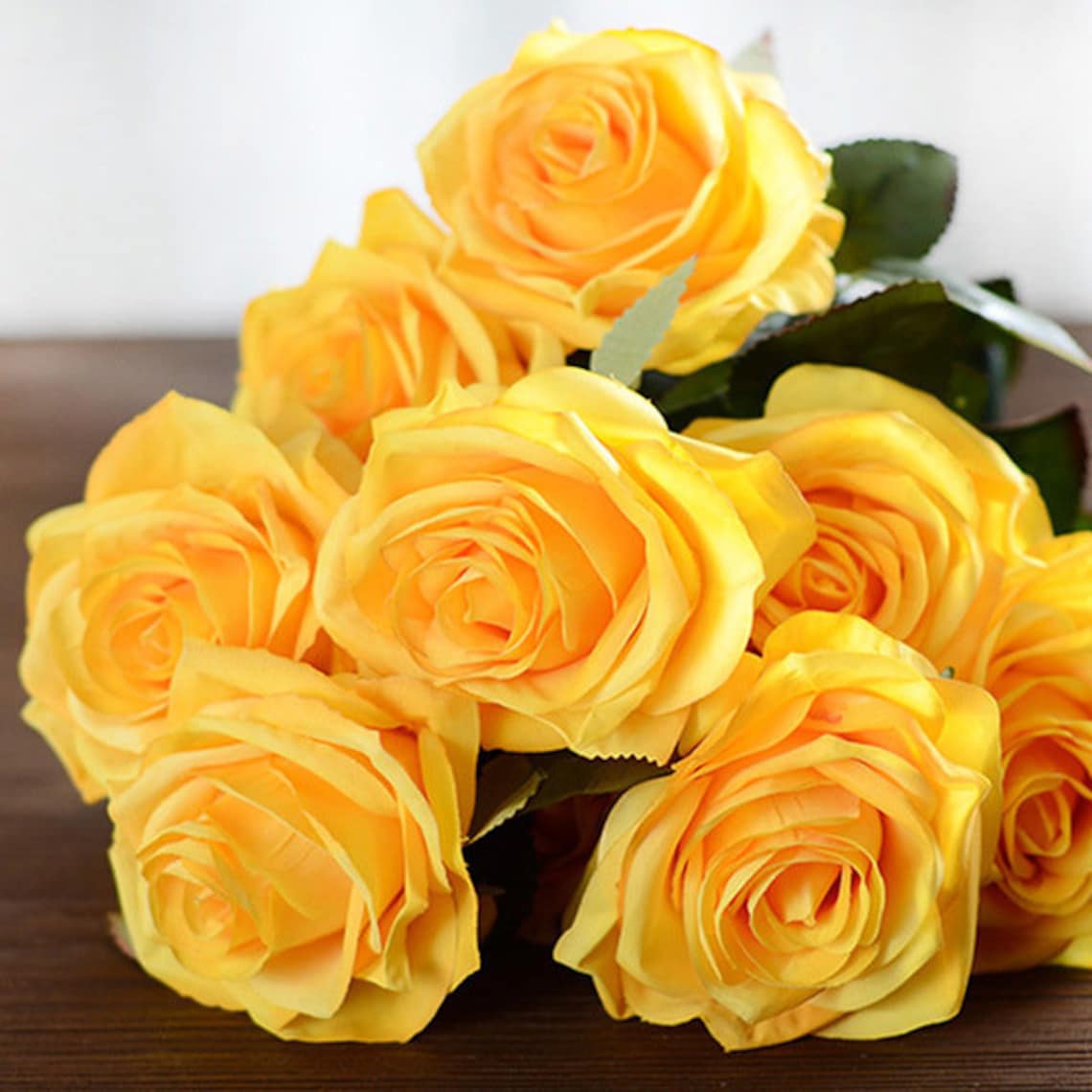YELLOW Rose Bouquet With PREMIUM Silk Roses. Wedding - Etsy