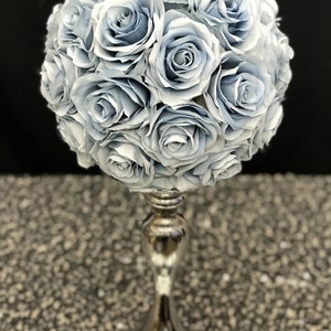 DUSTY BLUE Rose Ball. Dusty Blue Centerpiece. Dusty Blue Bouquet. Dusty ...