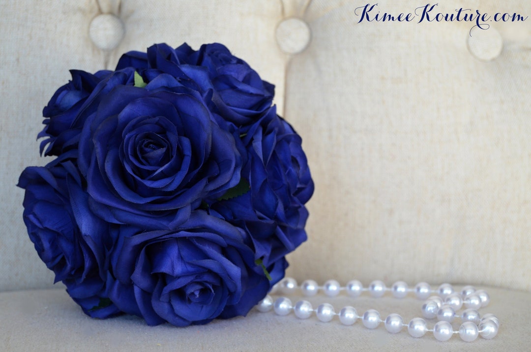 ROYAL BLUE Flower Ball With Pearl Handle. Royal Blue Flower Girl ...
