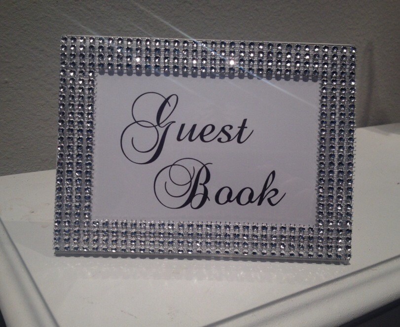 5x7 RHINESTONE FRAME With Guest Book Sign. Guest | Etsy