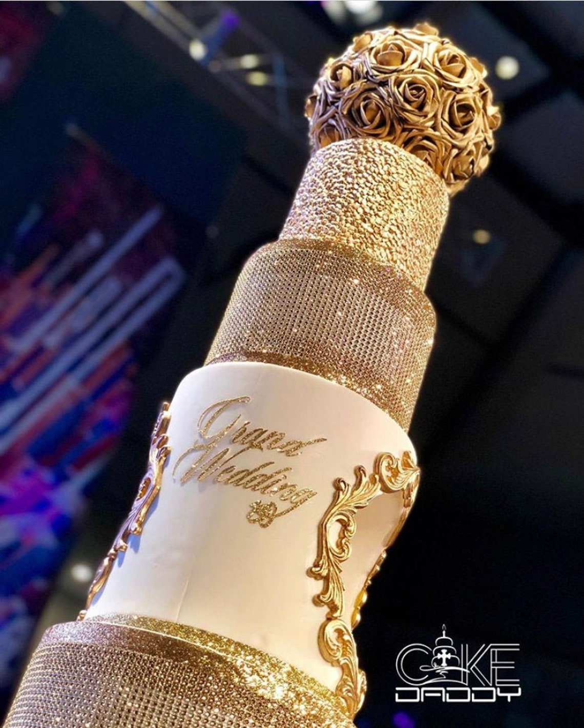 GOLD Cake Topper. GOLD Flower Ball. GOLD Wedding Centerpiece. - Etsy