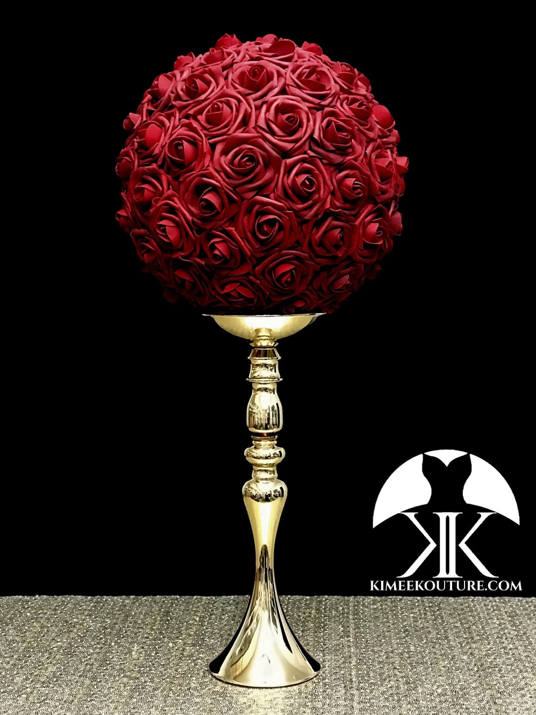 Deep Red Rose Ball: Burgundy Wedding Centerpiece - Etsy