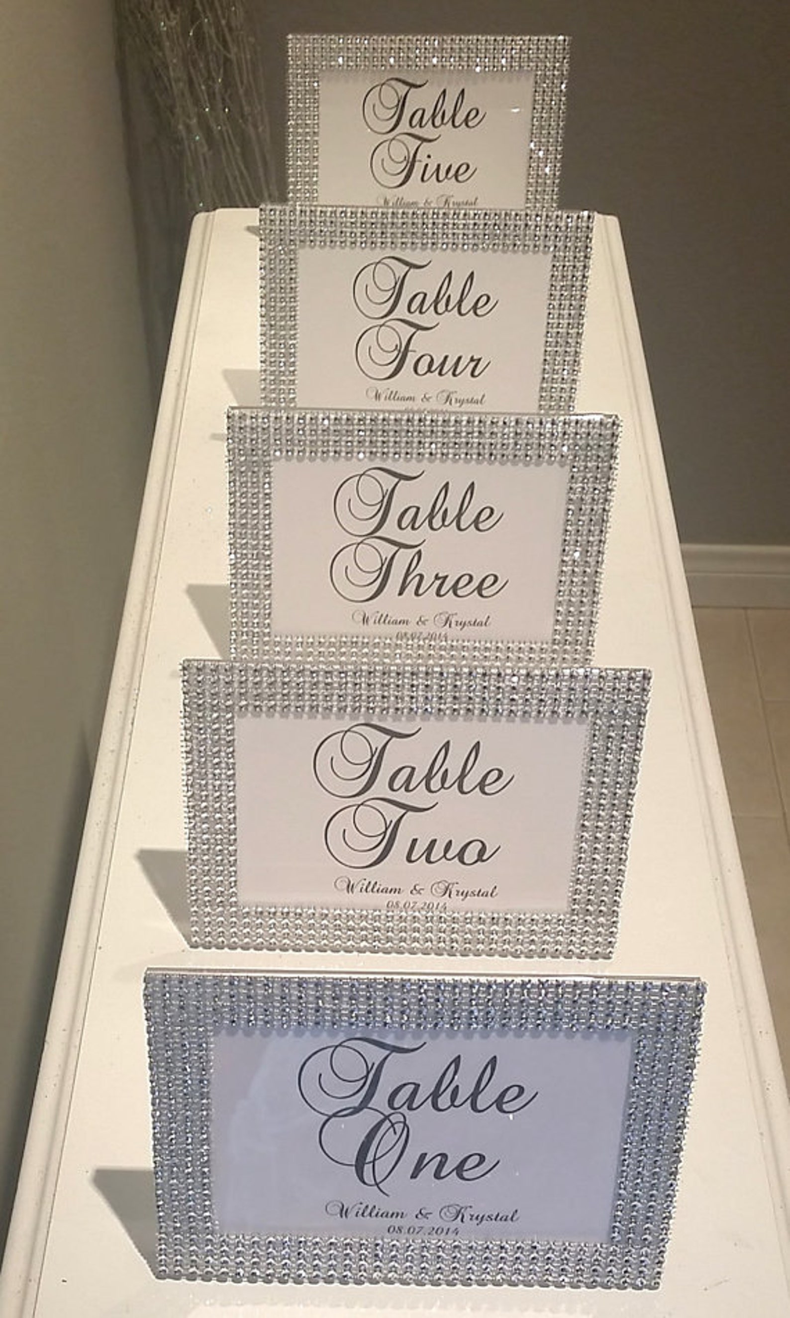 5x7 RHINESTONE FRAME With Table Number. PERSONALIZED With - Etsy