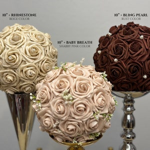 RUST Wedding Centerpiece Bouquet Flower Ball Rose Brown Pomander Burnt ...