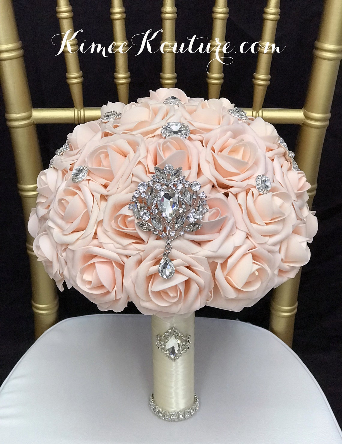 BROOCH BRIDAL BOUQUET with Large Bling Brooches And Crystal | Etsy