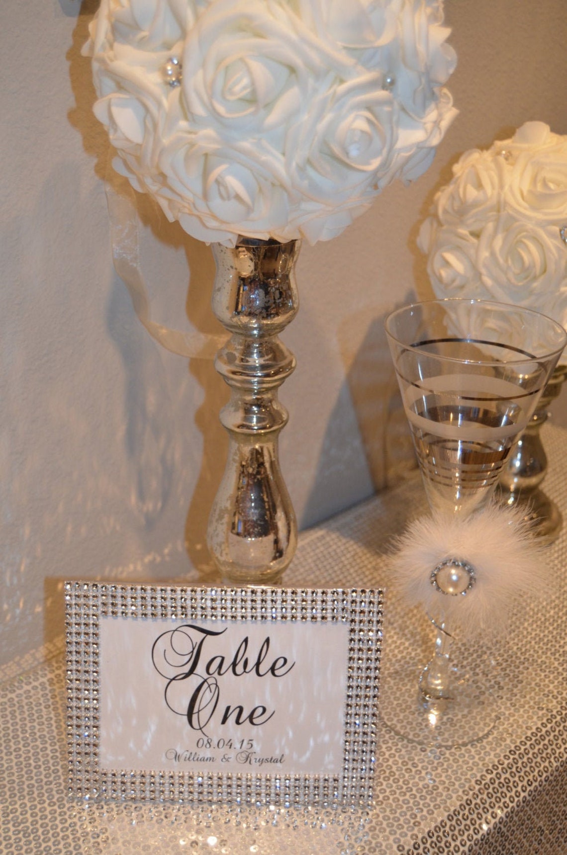 5x7 RHINESTONE FRAME With Table Number. PERSONALIZED With - Etsy