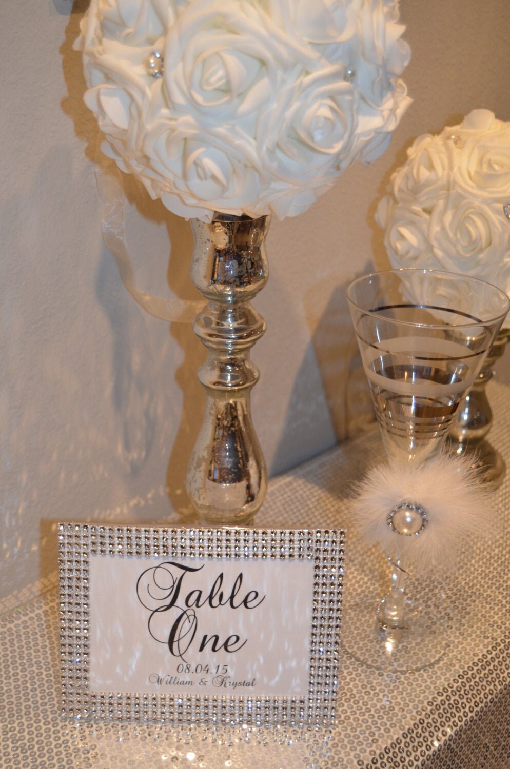 5x7 RHINESTONE FRAME with Table Number. PERSONALIZED With | Etsy