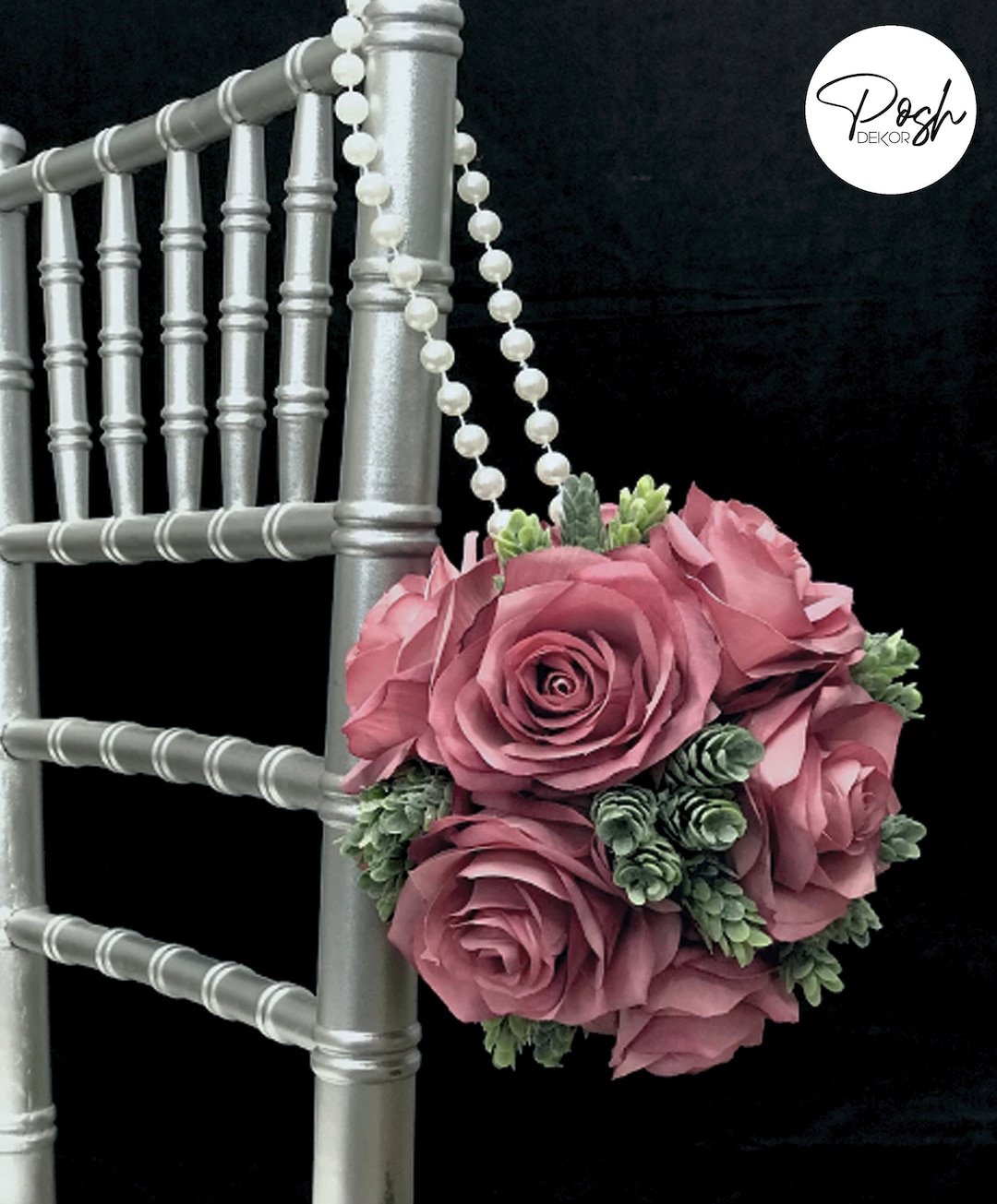 Dusty Rose Pomander: Succulent Flower Girl Bouquet With Pearl Handle - Etsy