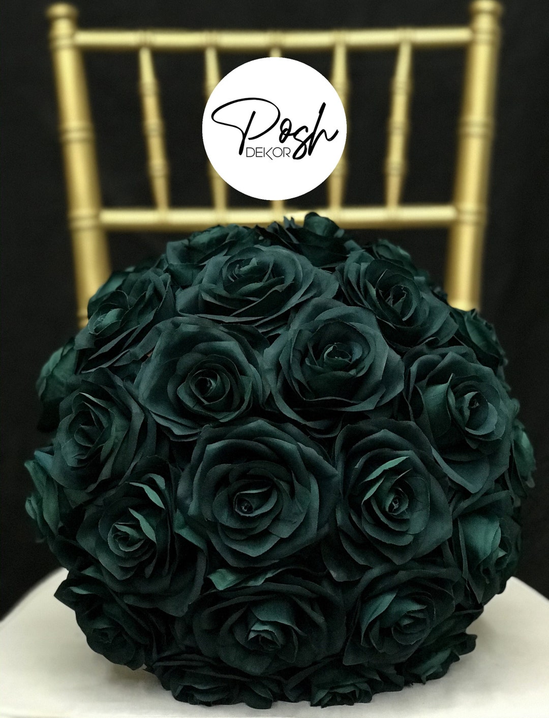 HUNTER GREEN Rose Ball. Hunter Green Centerpiece. Hunter Green Bouquet ...