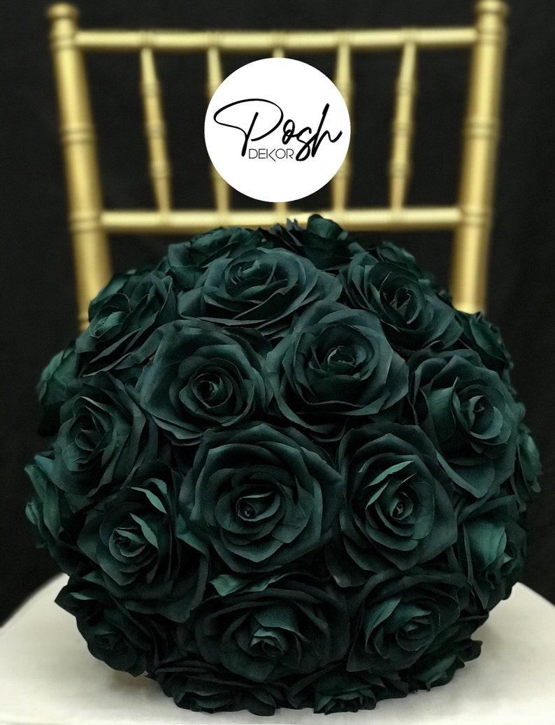 HUNTER GREEN Rose Ball. Hunter Green Centerpiece. Hunter Green Bouquet ...