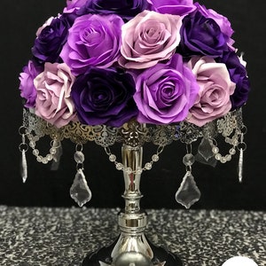 PURPLE, DUSTY Lavender & LAVENDER Rose Arrangement. Wedding Centerpiece ...