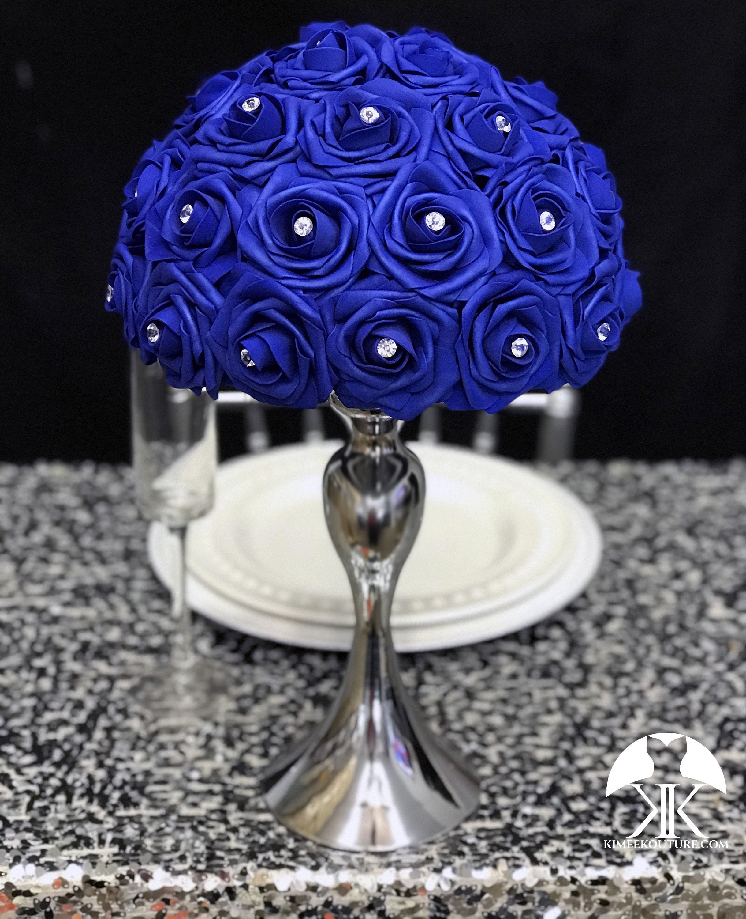 Royal Blue And Silver Wedding Centerpieces