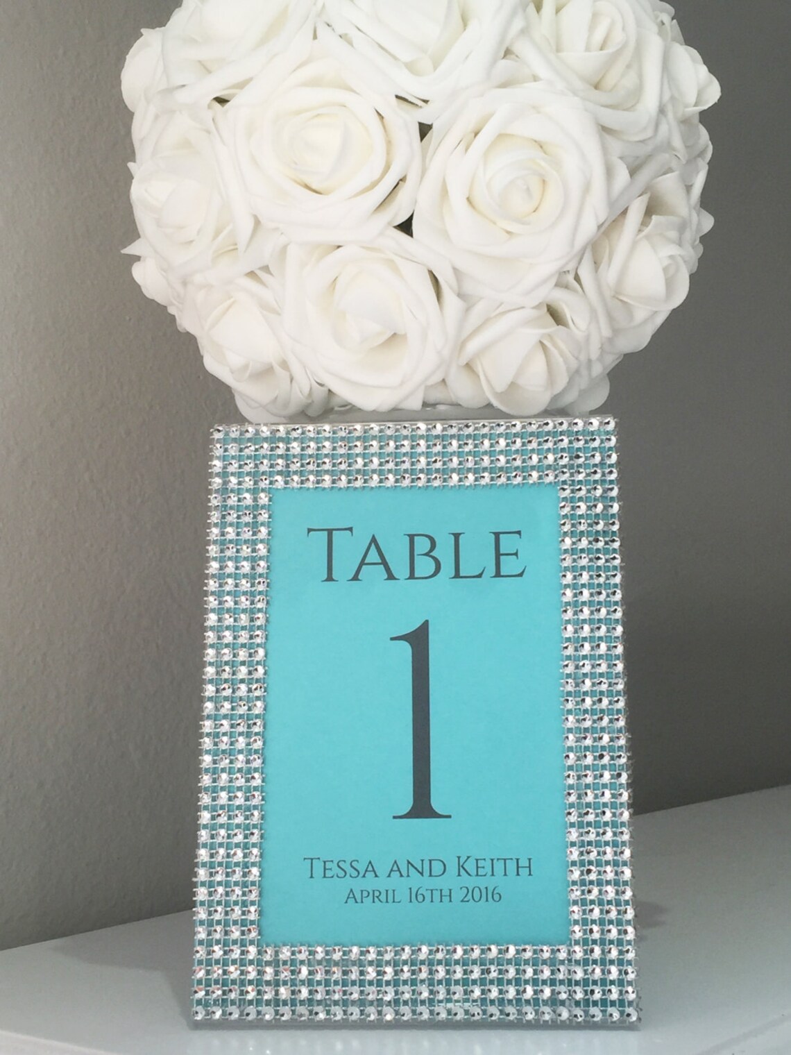 5x7 RHINESTONE FRAME With Table Number. PERSONALIZED With - Etsy