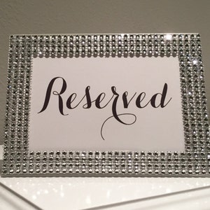 5x7 RHINESTONE Frame With Reserved Sign. RESERVED SIGN With Frame. Pick ...