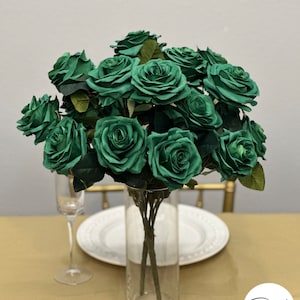 EMERALD GREEN Rose Bouquet With PREMIUM Silk Roses. Wedding - Etsy