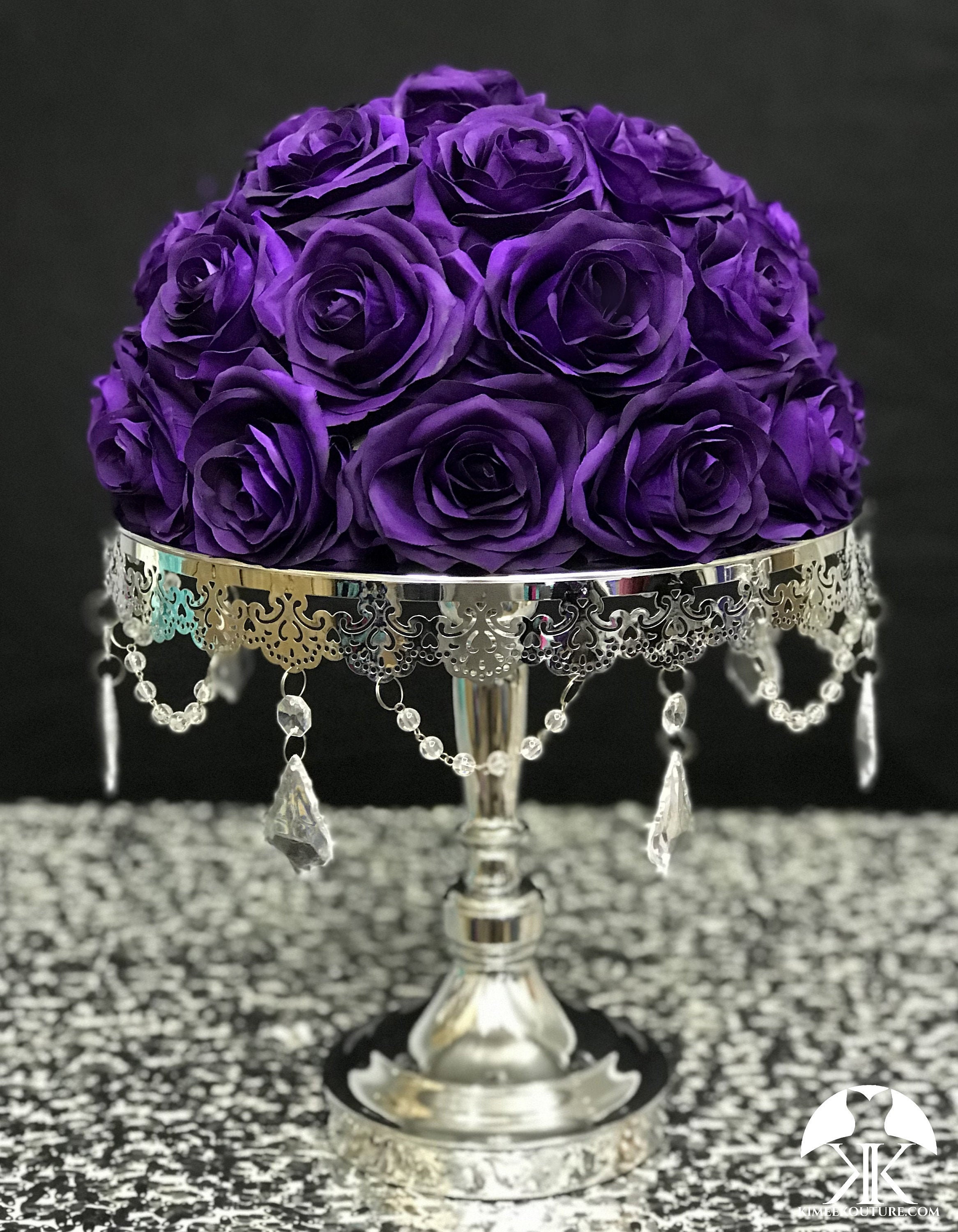 PURPLE CENTERPIECE Arrangement. PURPLE Rose Arrangement. Pick | Etsy