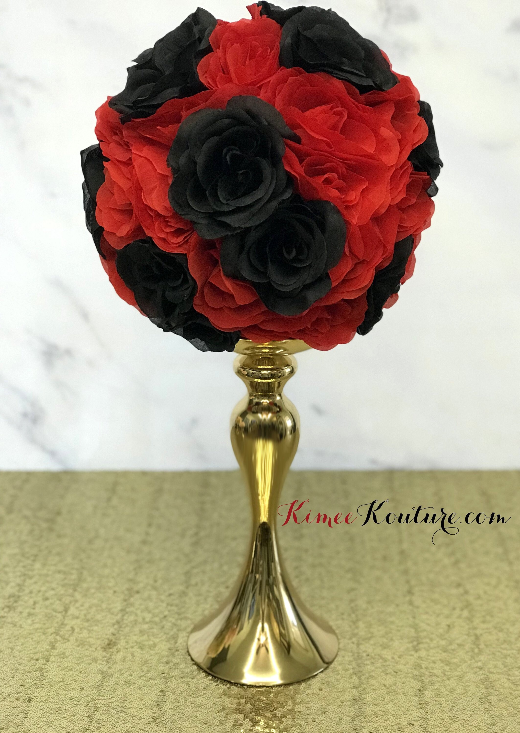 Red And Black Flower Centerpieces