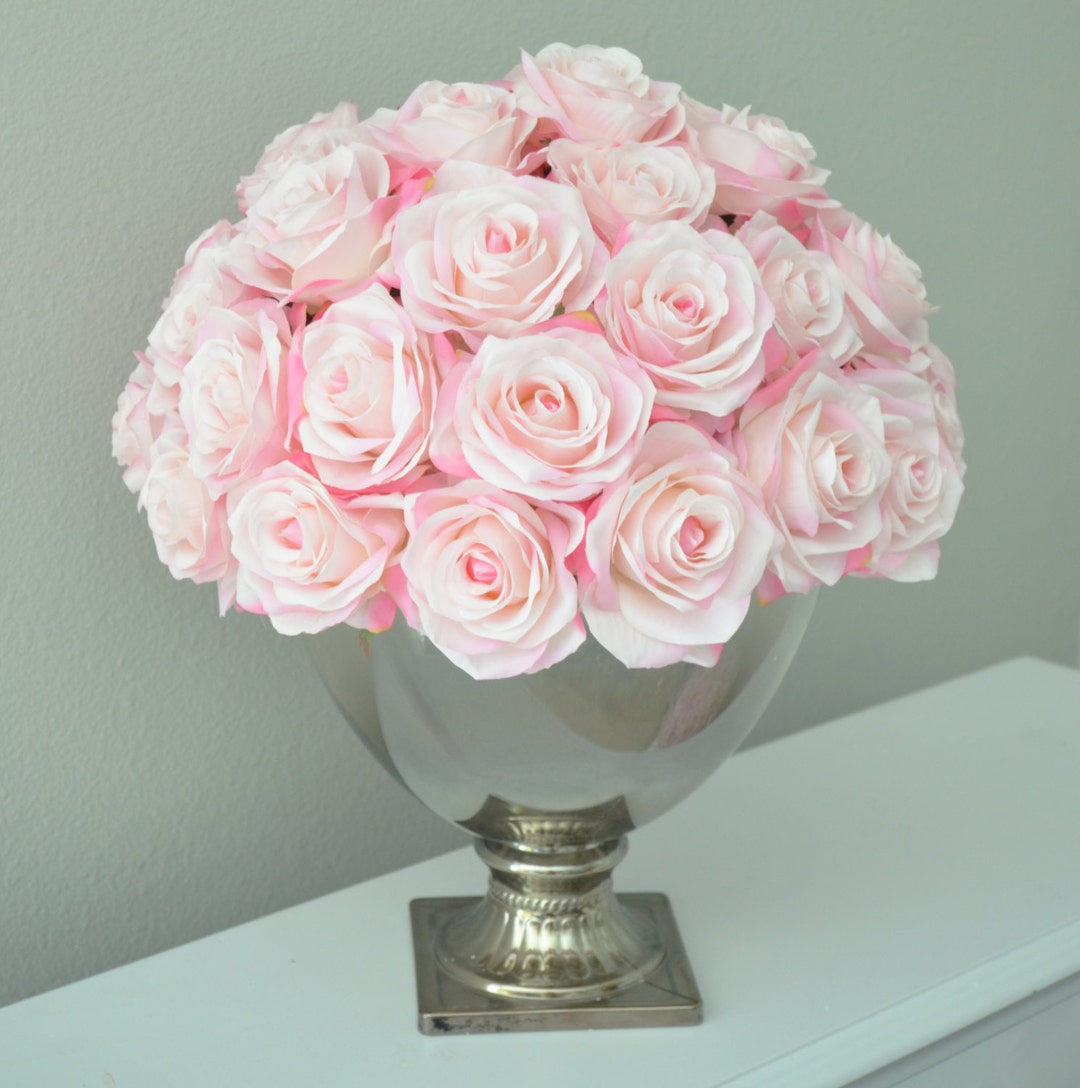 PINK Rose Arrangement. Half Flower Ball Pomander. Real Touch Silk Rose ...