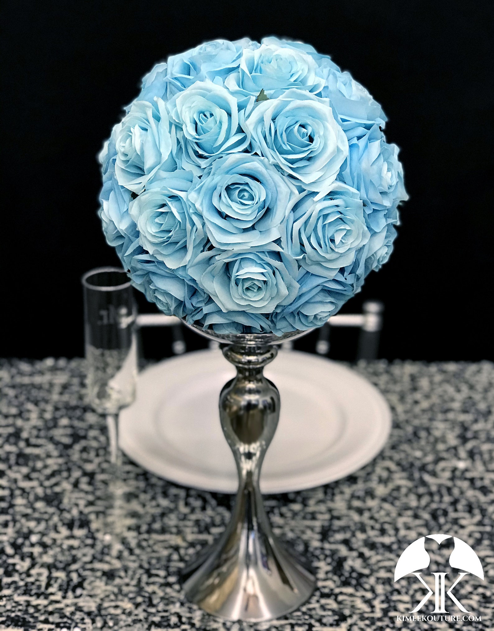 LIGHT BLUE Flower Ball. Light Blue White Centerpiece. Light - Etsy