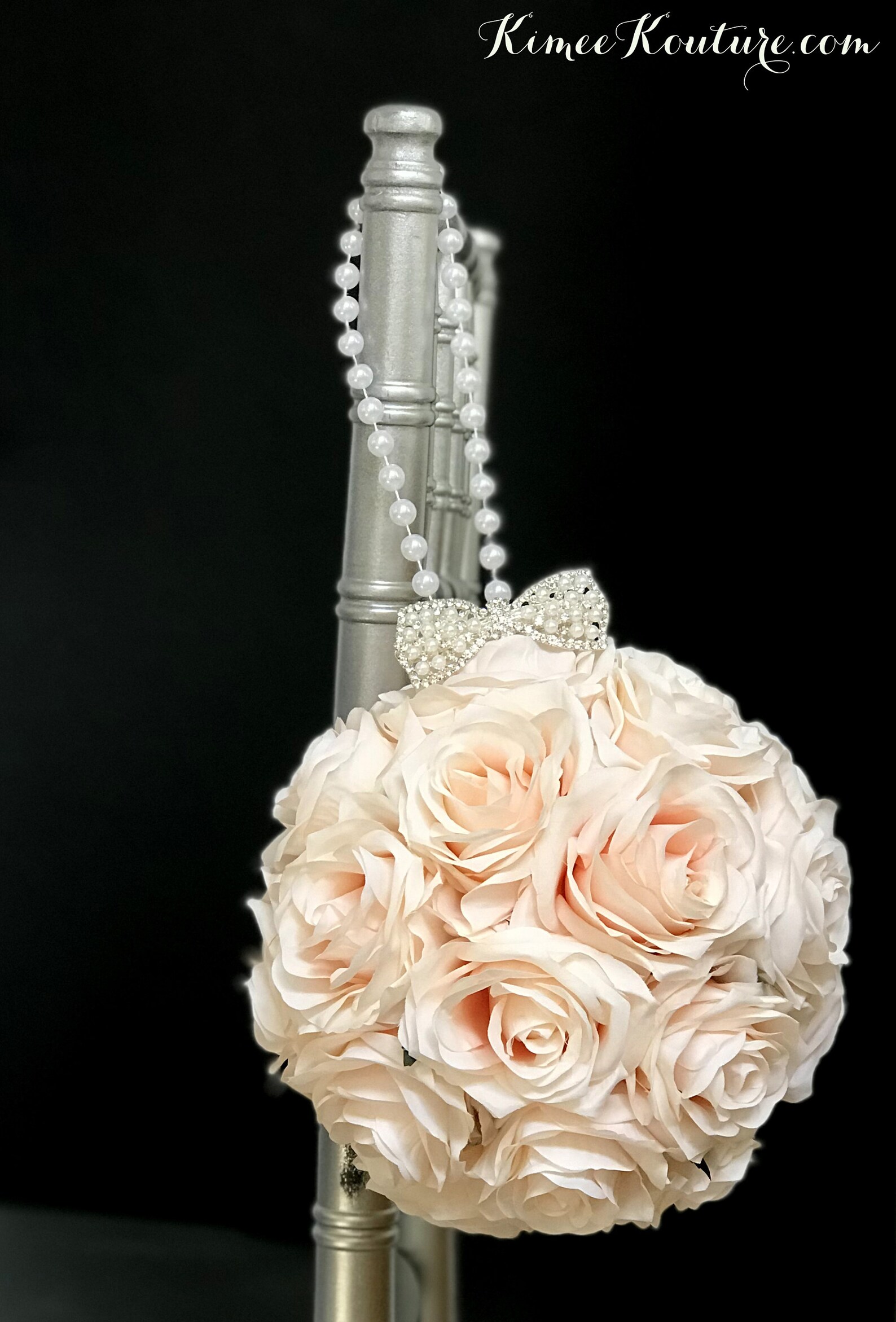 PEACH BLUSH Flower Ball With Pearl Bow Brooch & PEARL Handle. - Etsy