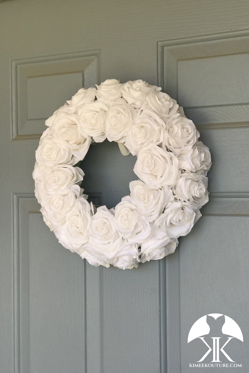 WHTE ROSE WREATH. White Wedding Wreath. White Wedding - Etsy
