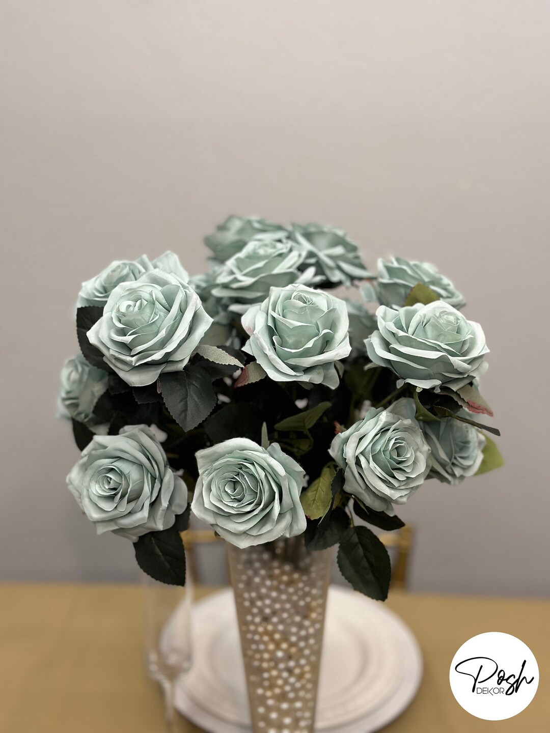 DUSTY SAGE Green Rose Bouquet With PREMIUM Silk Roses. Wedding ...