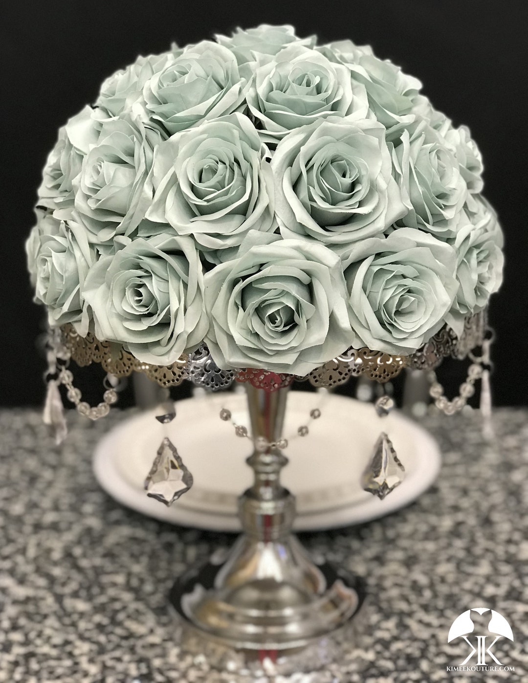 DUSTY SAGE Rose Arrangement. SAGE Wedding Centerpiece. Floating ...