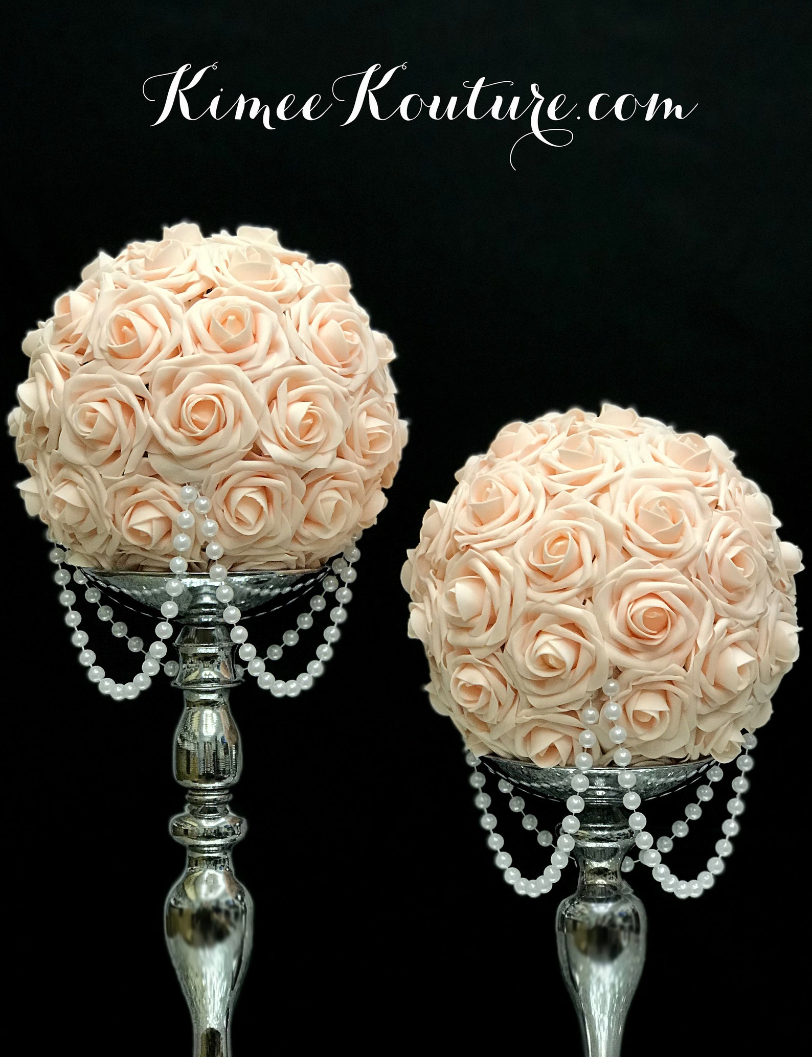 PEACH BLUSH Flower Ball With Draping PEARLS. Peach Blush - Etsy
