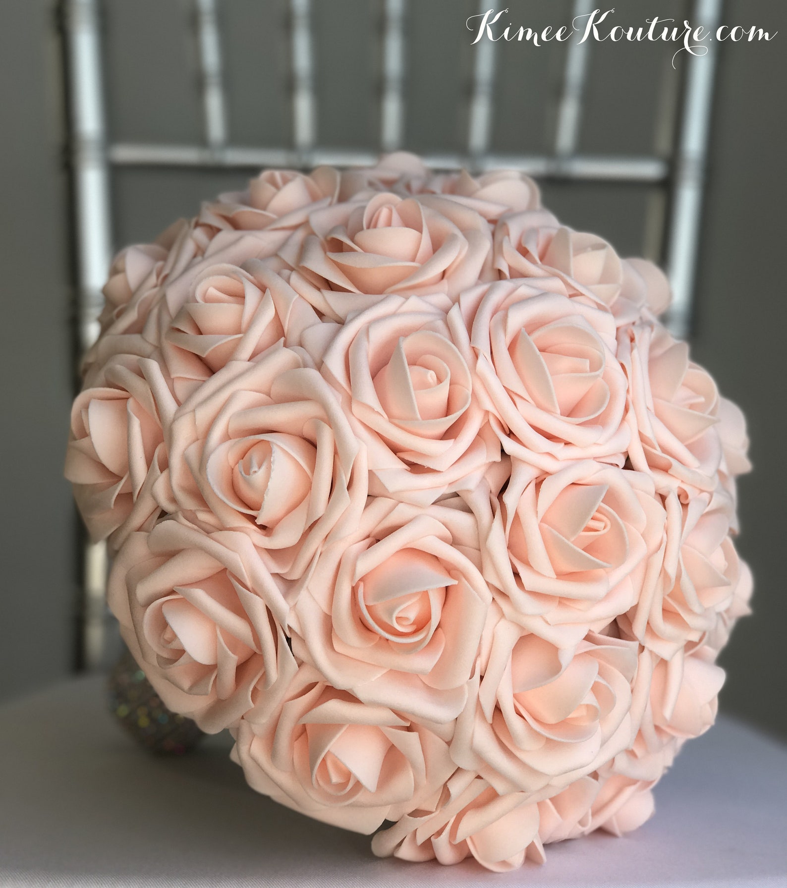 Pink Blush BRIDAL BOUQUET With Two Real RHINESTONE Sparkly - Etsy