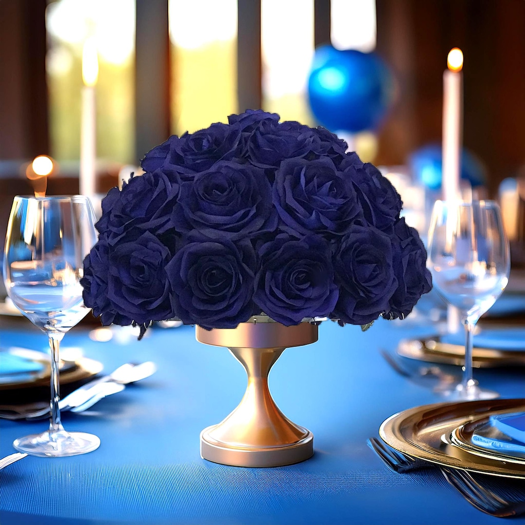NAVY BLUE Rose Arrangement Wedding Centerpiece Birthday Party ...