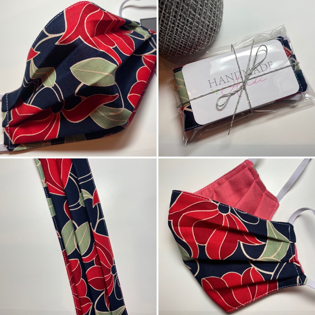 Beautiful Floral Mask - Red Flowers - Custom Fashion-forward Face Mask ...