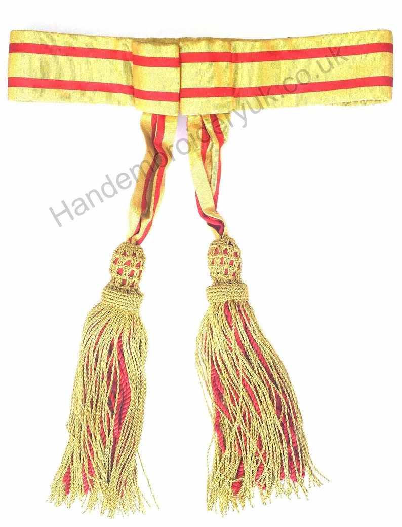 Ceremonial Officer Waist Sash Belt, British Sash Belt, Red & Gold Mylar ...