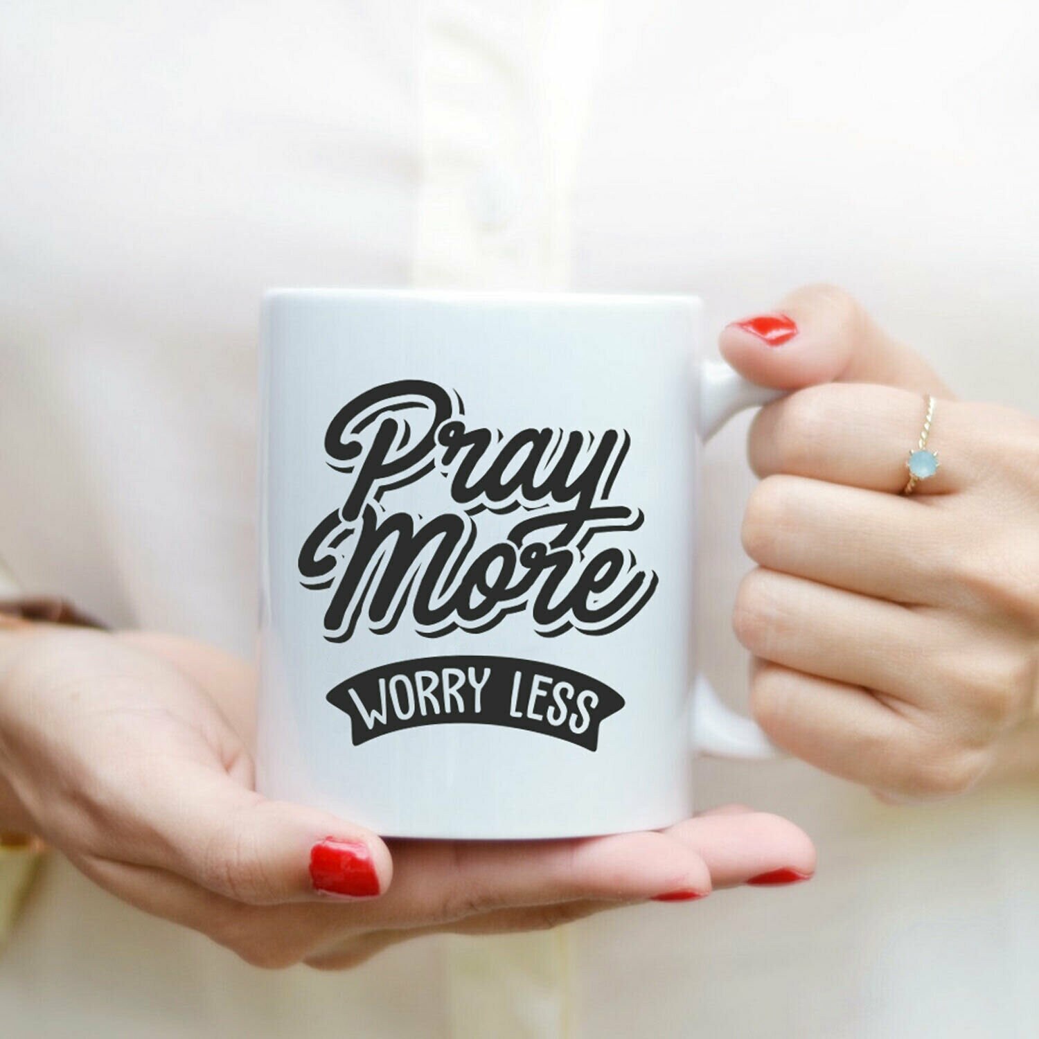 Pray More Worry Less mug tea coffee cup funny gift | Etsy