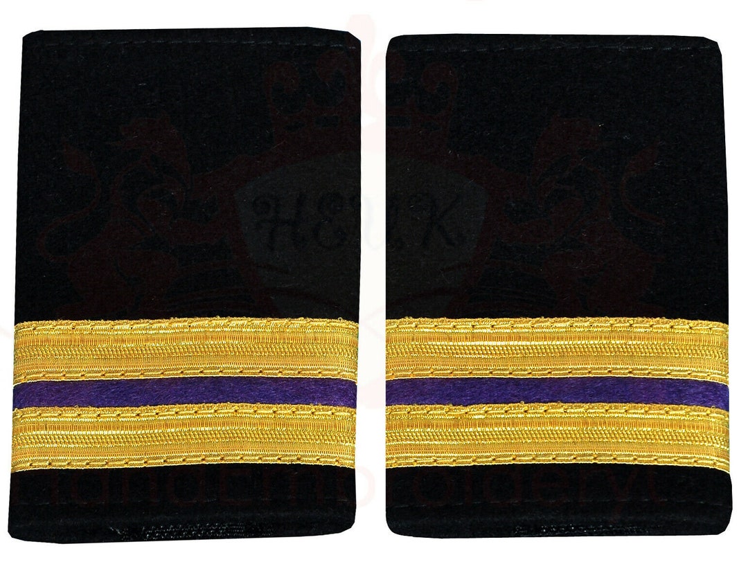 Third Engineer Epaulette, Merchant Marine Navy Slide, Two Bar Gold ...