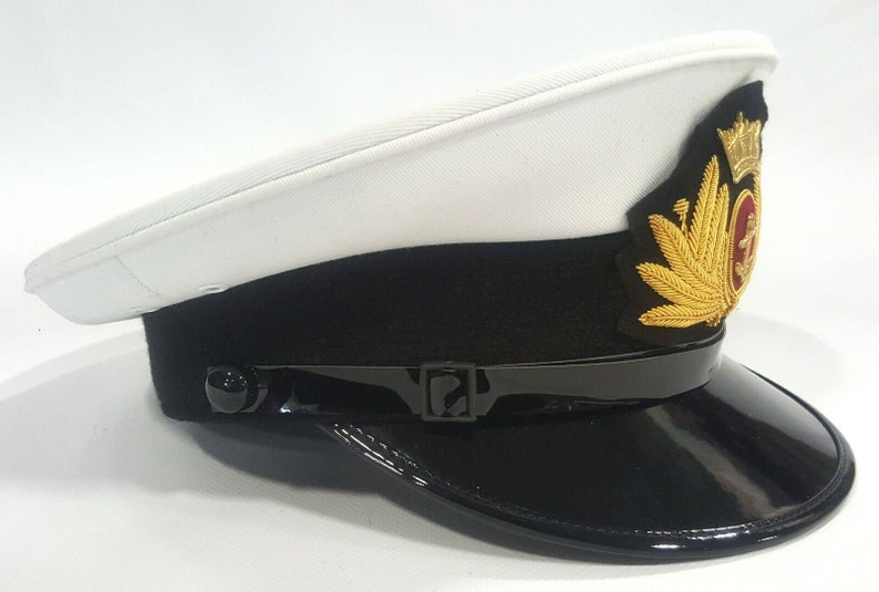 Merchant Navy White Peaked Cap With Badge Royal Navy Peak Hat - Etsy