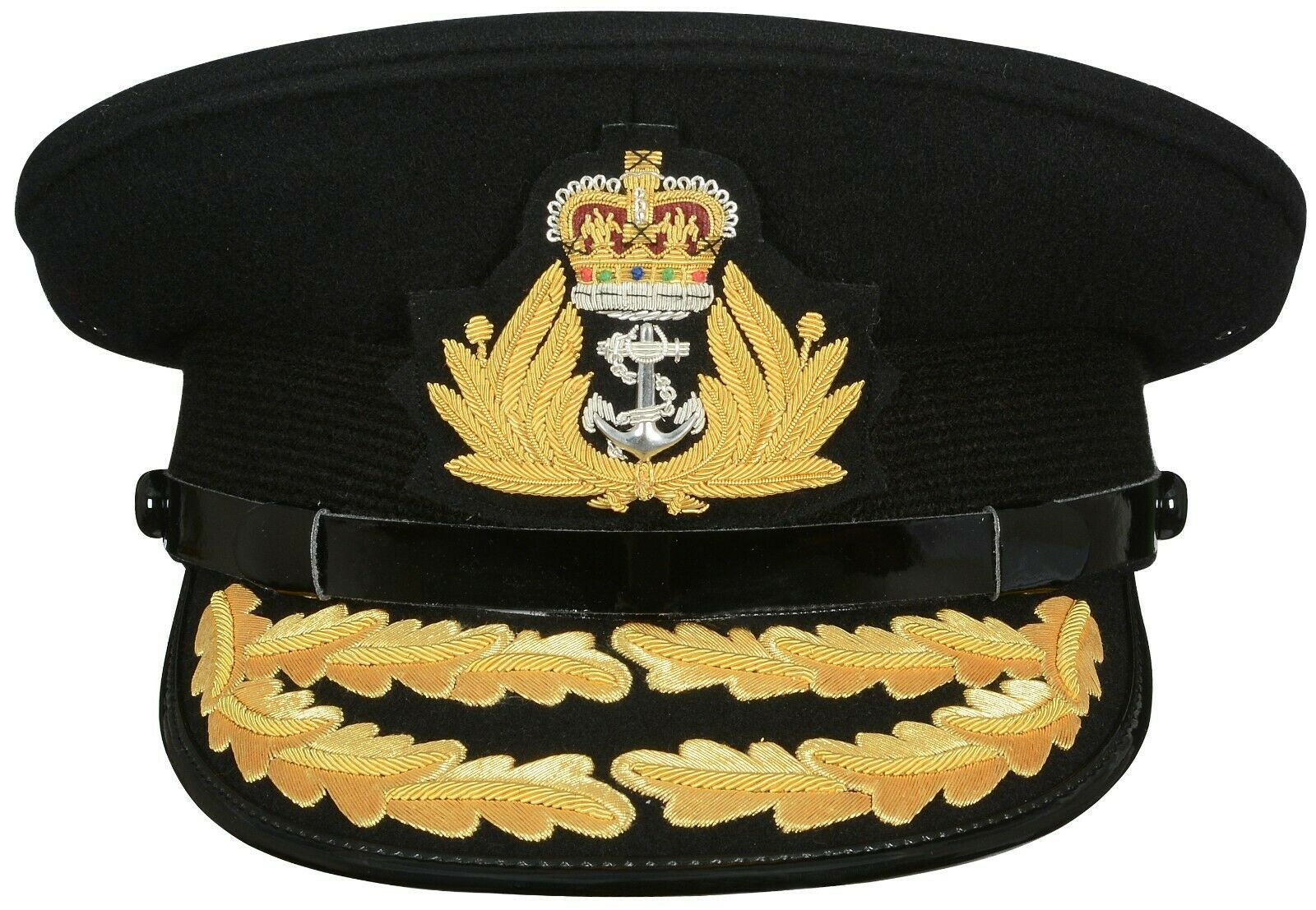 Royal Navy Admirals Cap, Naval Peak Cap, R N Commanders Flag Black Cap ...