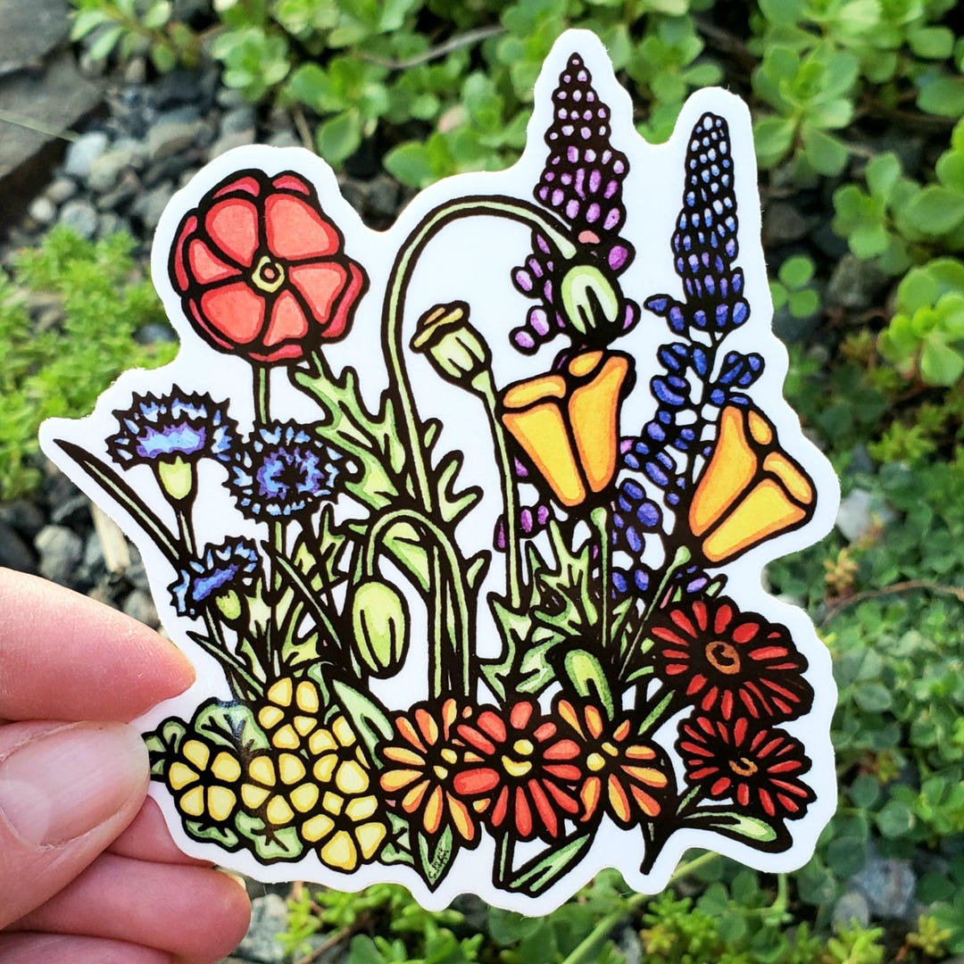 Sarah Angst Art Stickers: Wildflowers - Etsy