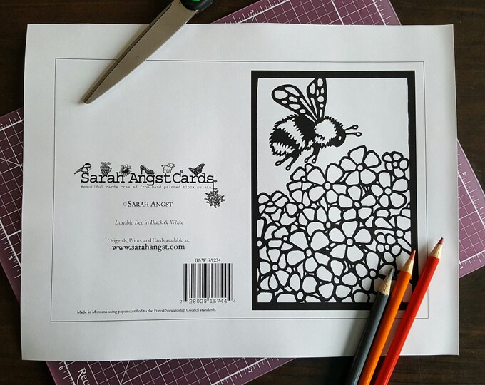 Bee Coloring Page Special Card Printable - Mother's Day - Father's Day ...