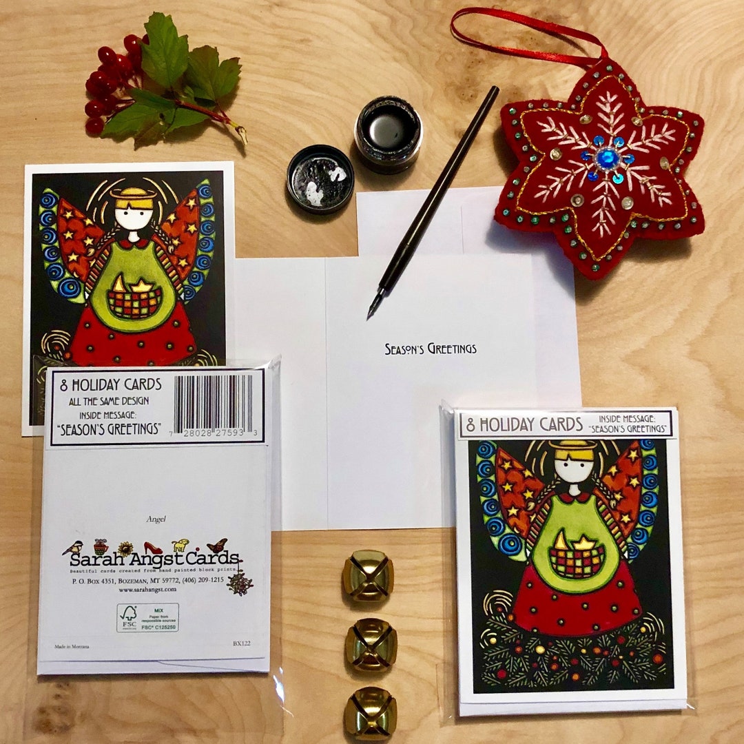 Packaged Holiday Cards: Angel by Sarah Angst Art - Etsy